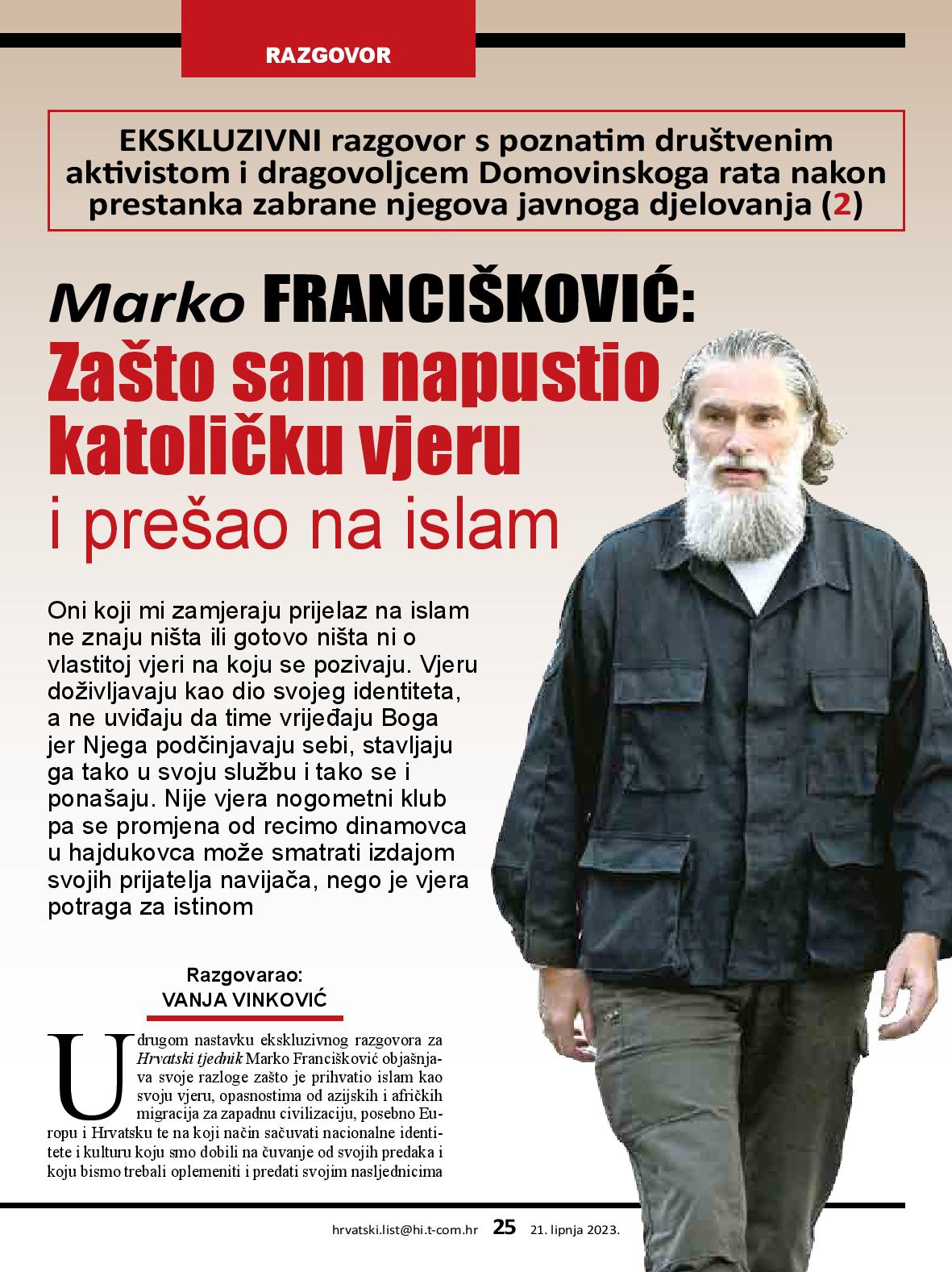 Hrvatski tjednik - Intervju s Markom Franciškovićem (drugi dio ...